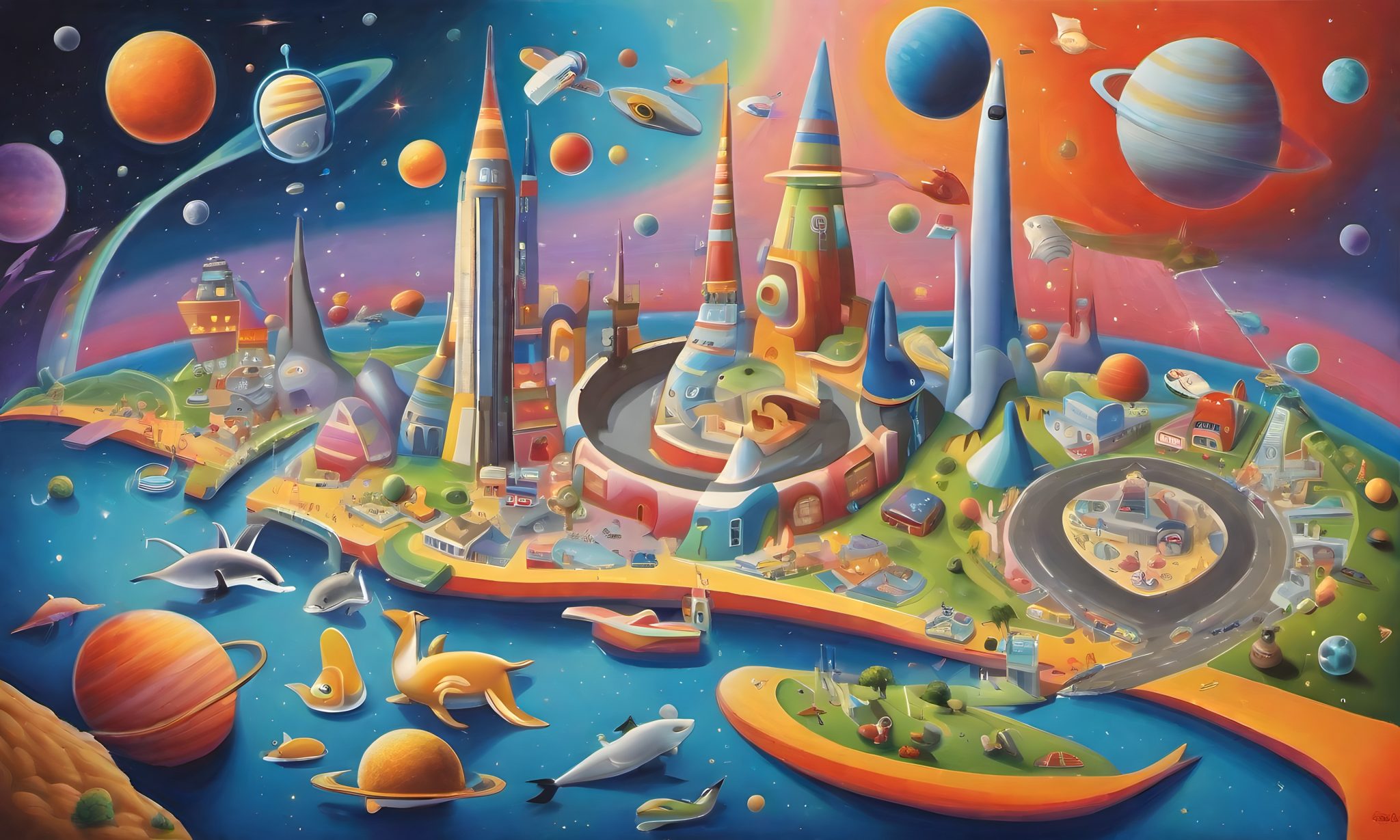 AI SDXL 62 – A chewing gum space city